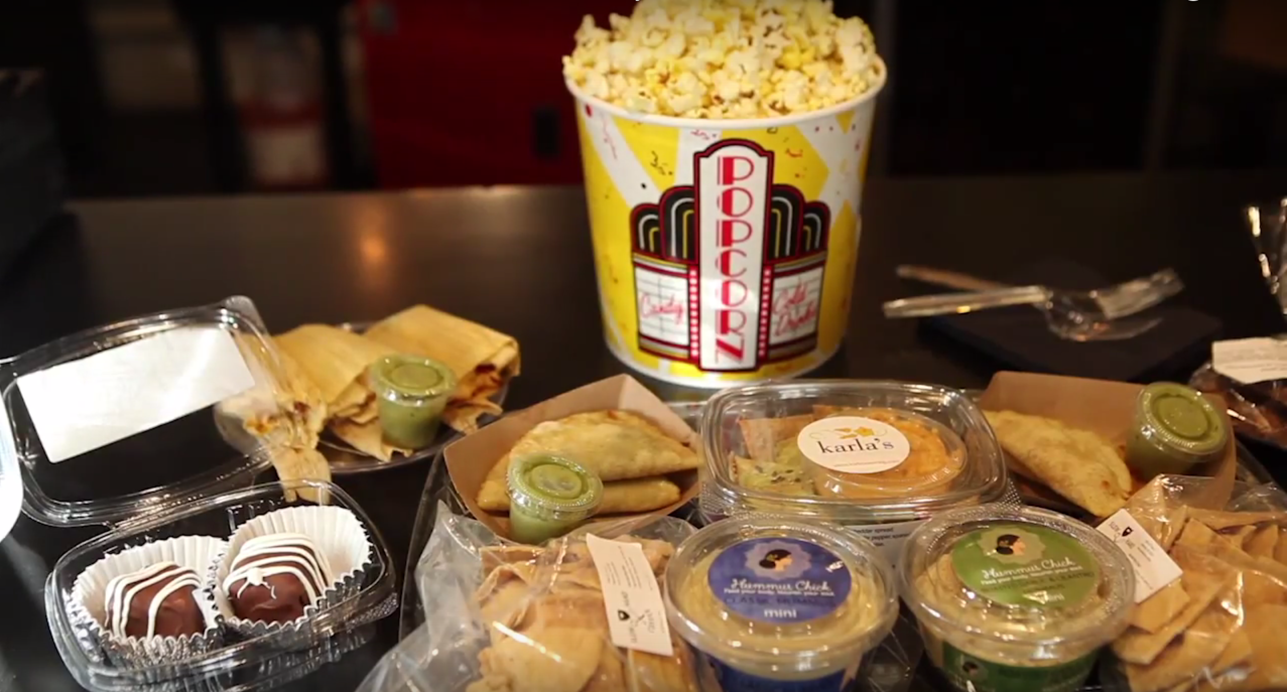 Popcorn and Hummus at the Concession Stand in Nashville