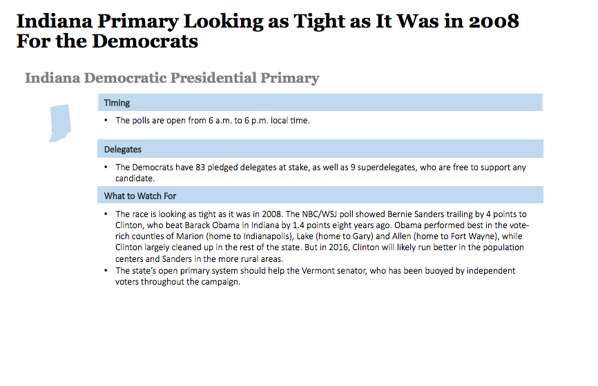 Indiana Democratic Primary Cheat Sheet