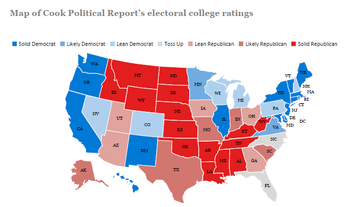Cook Political Report electoral college ratings map