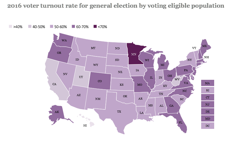 2016 voter turnout and demographic breakdown