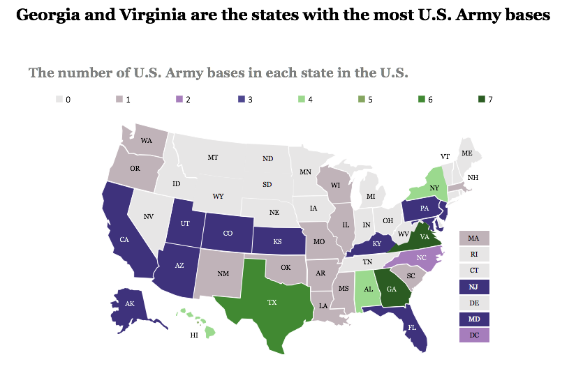 States with U.S. Army bases