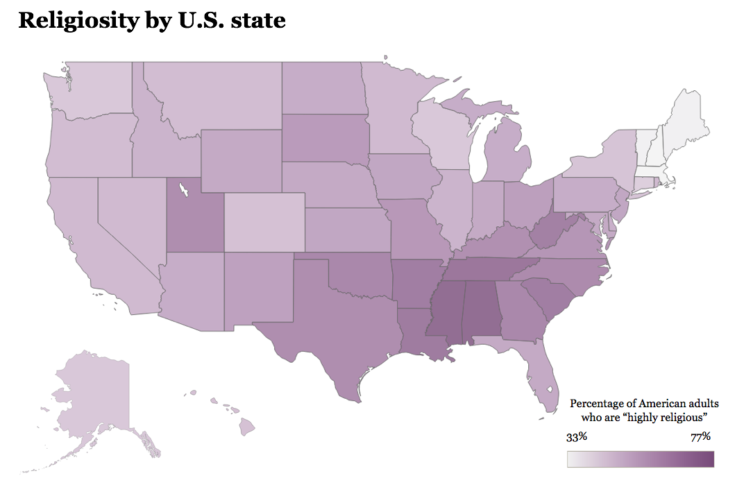 Religiosity by US state