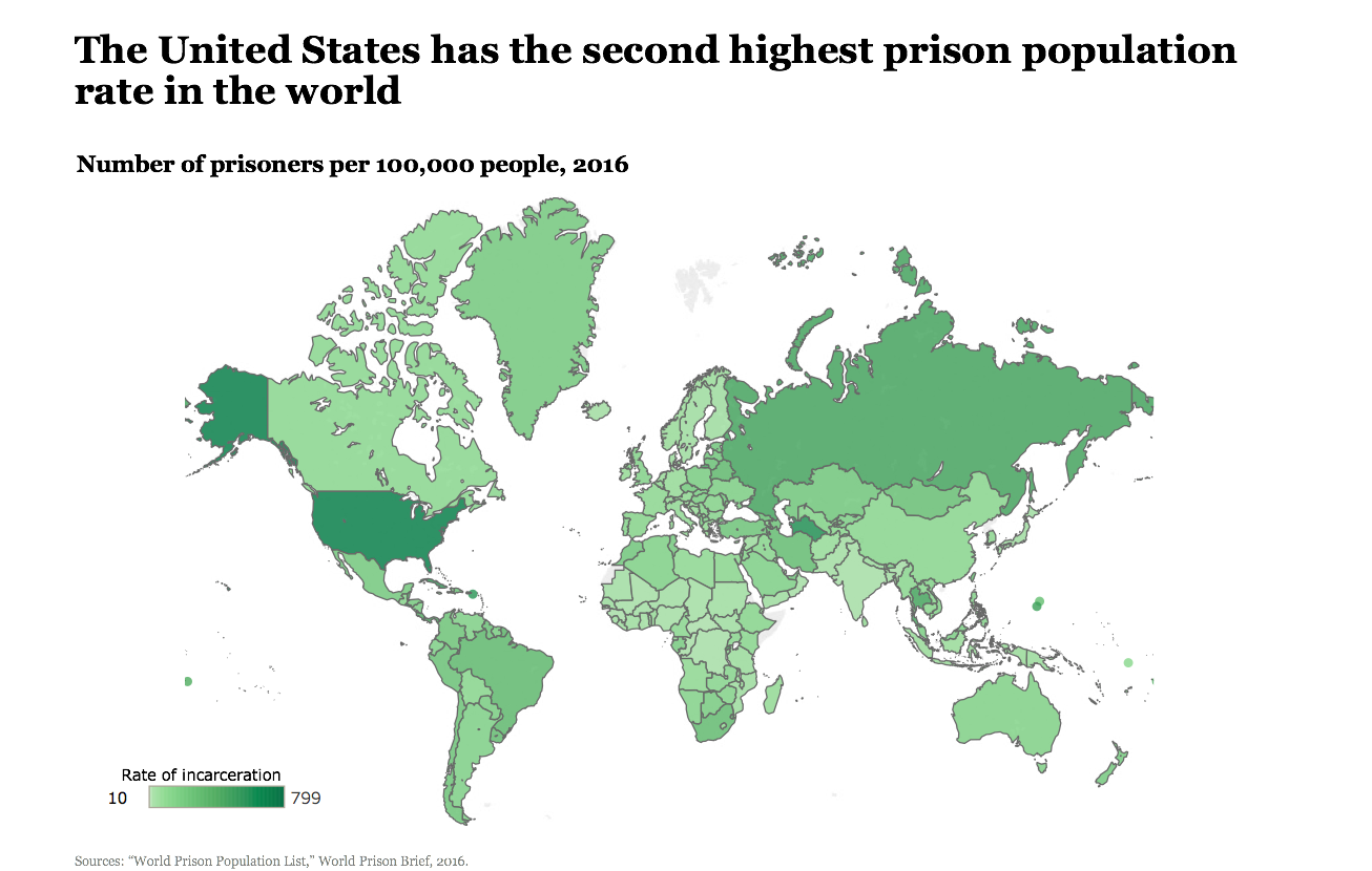 Prison population rates around the world