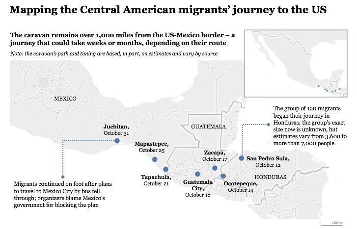 Mapping the Central American migrants' journey to the US