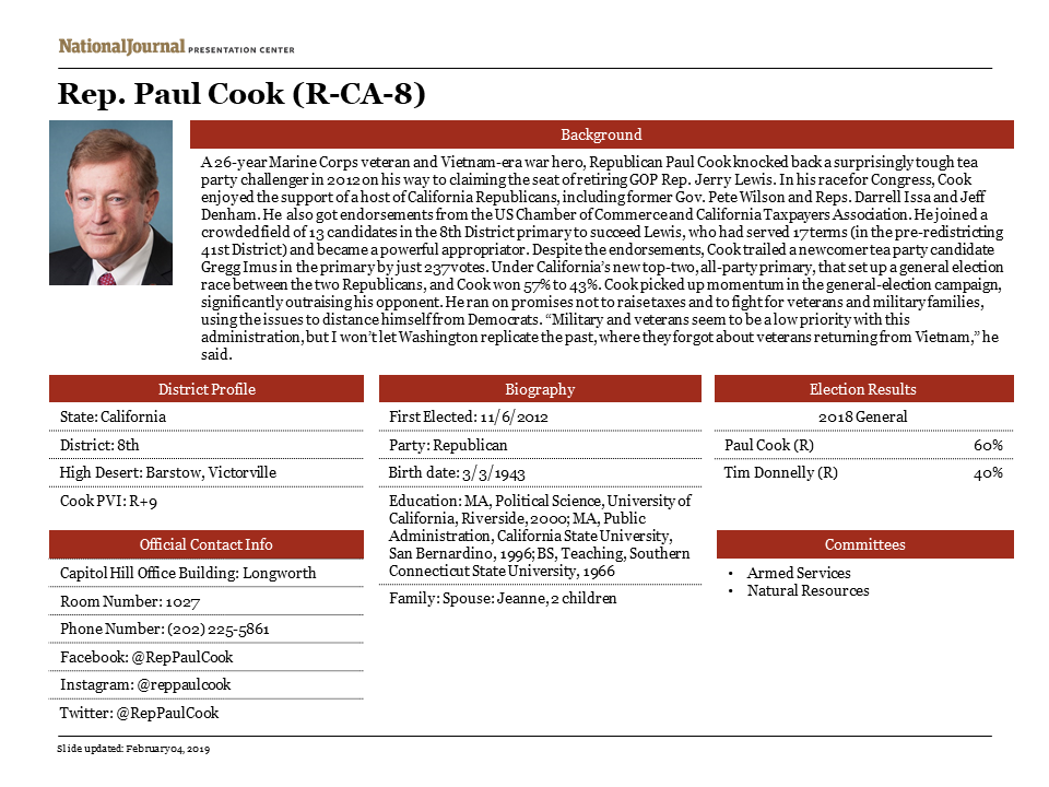 Former Rep. Paul Cook profile