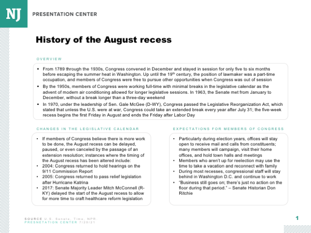 History of the August recess