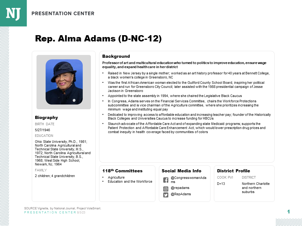 Rep. Alma Adams (D-NC-12)