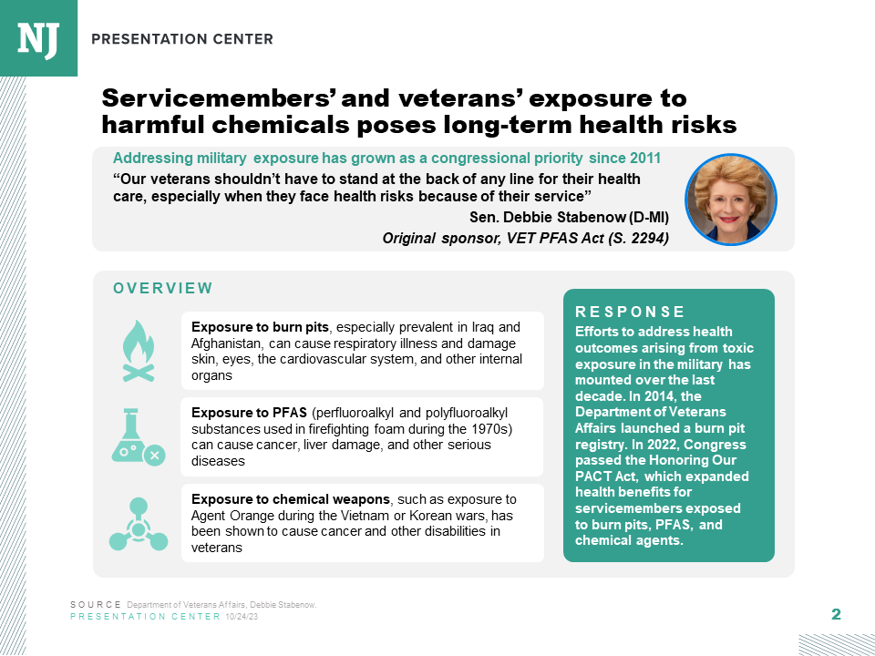 Military toxic exposure legislation tracker